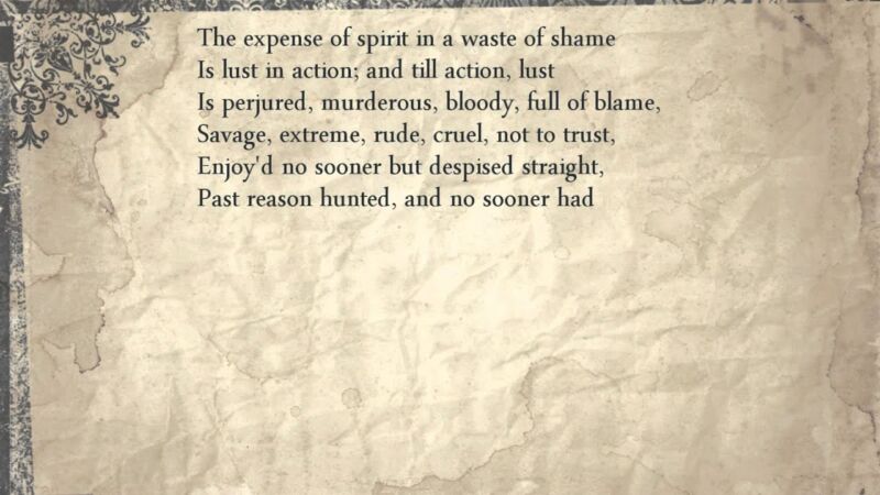 Th'expense Of Spirit In A Waste Of Shame (Sonnet 129) - Rufus ...